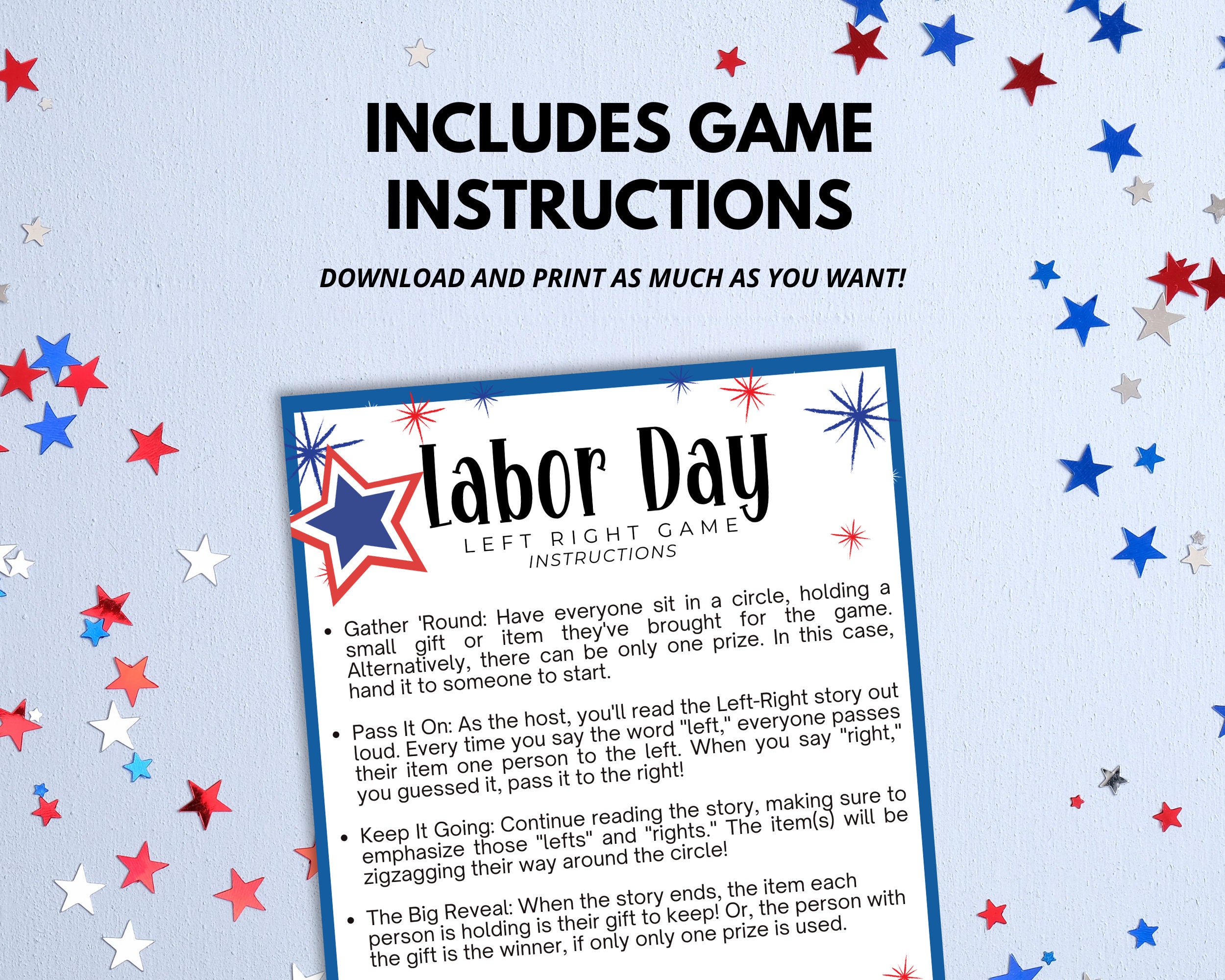 Labor Day Left Right Game Printable Patriotic Games - Etsy