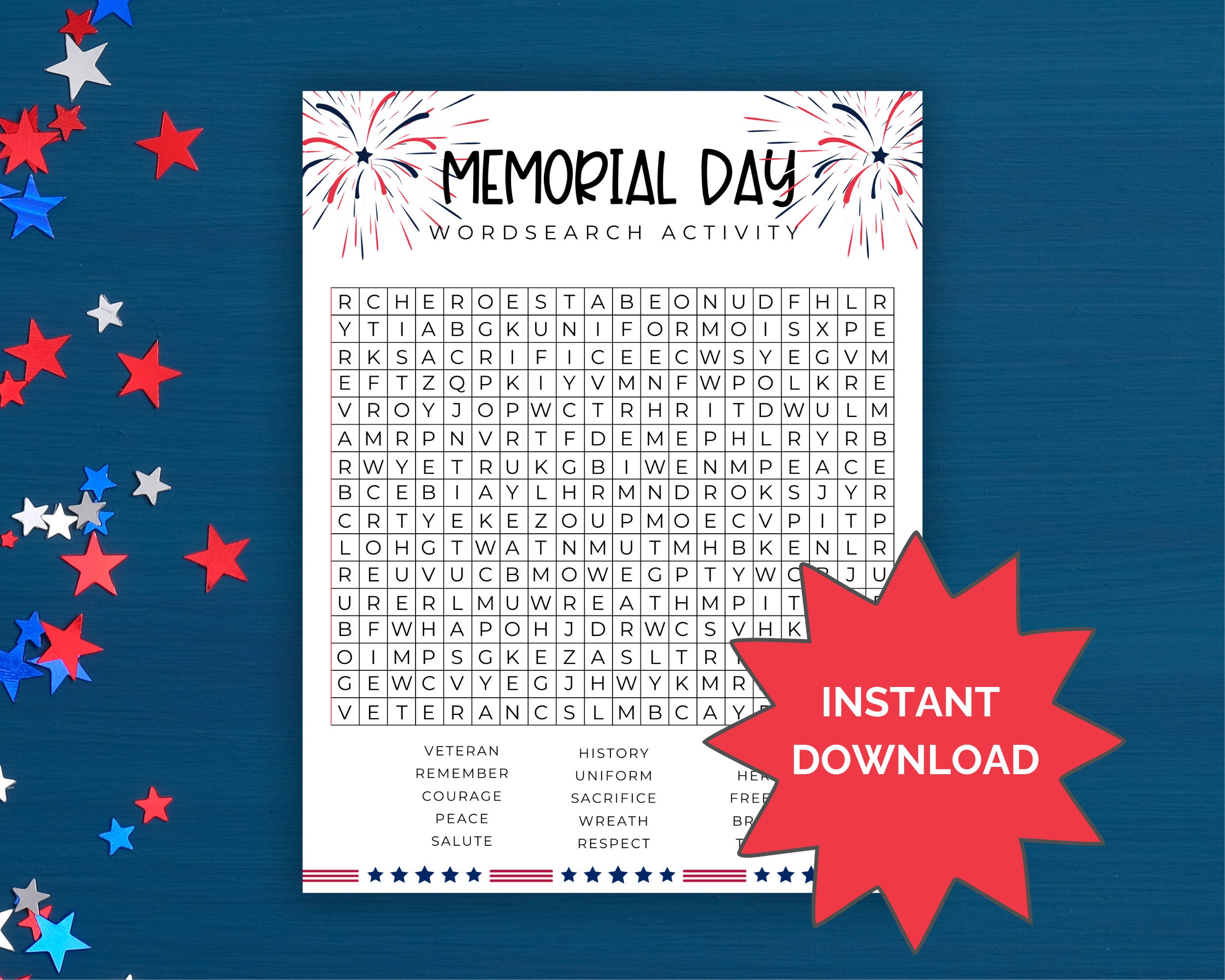 Memorial Day Wordsearch | Memorial Day Printable Word Search Memorial ...