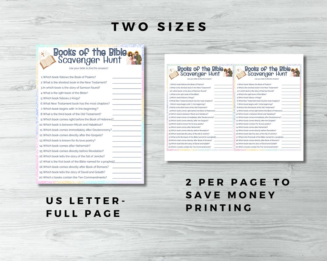 Books of the Bible Scavenger Hunt Bible Trivia Scavenger Hunt Bible ...