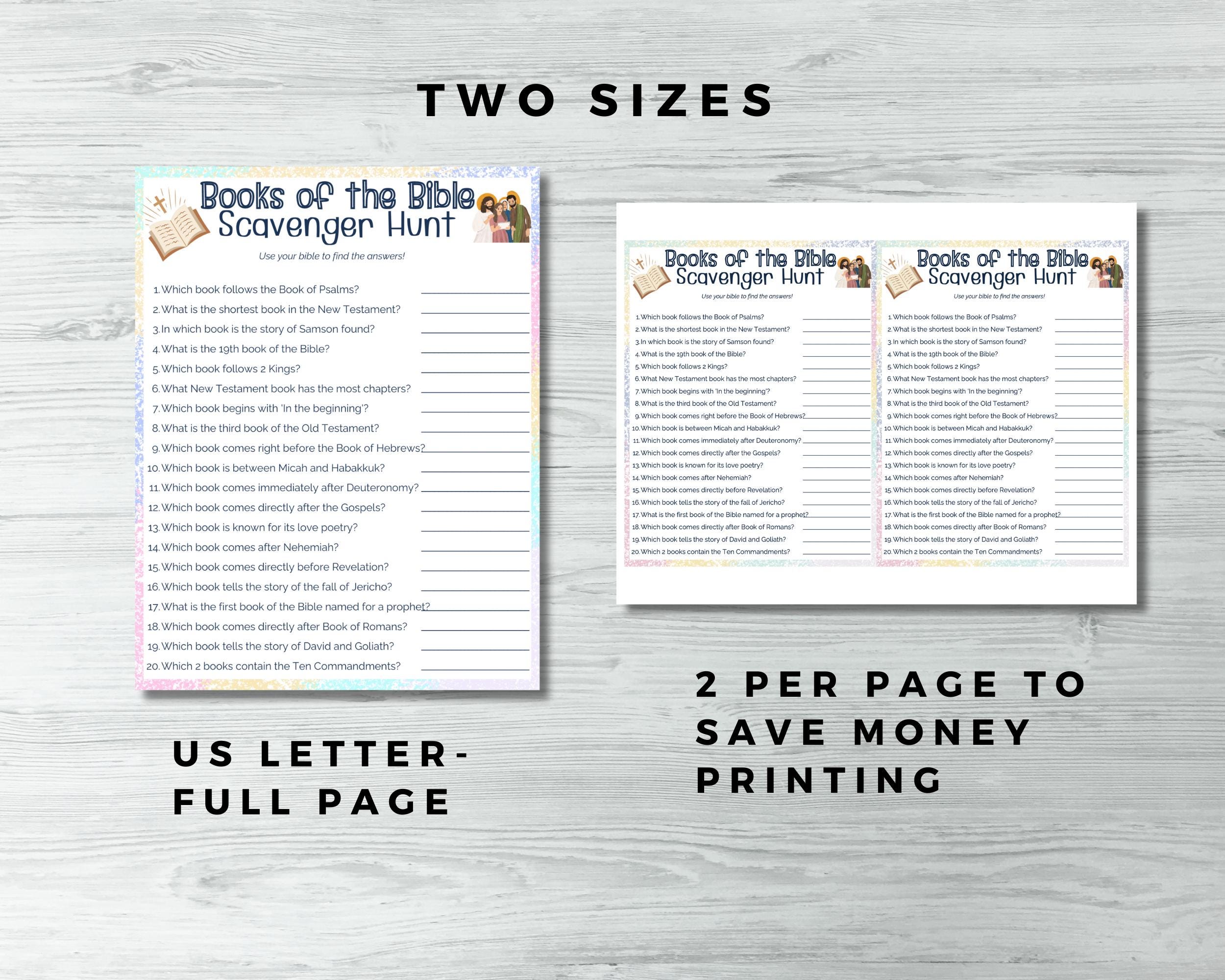 Books of the Bible Scavenger Hunt Bible Trivia Scavenger Hunt Bible ...