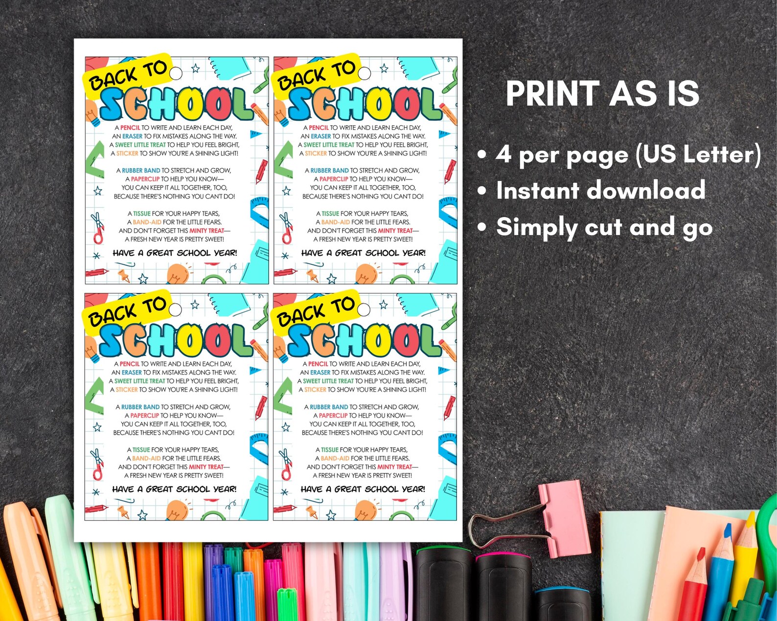 Printable Back to School Survival Kit, Student Survival Kit, School ...