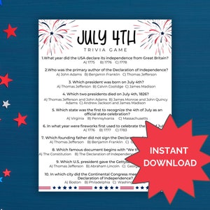4th of July Trivia Printable | 4th of July Trivia Games | 4th July ...