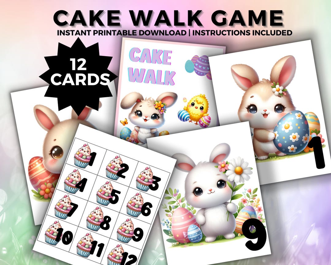 Easter Group Game, Easter Cake Walk Game, Cake Walk Printable, Cupcake ...