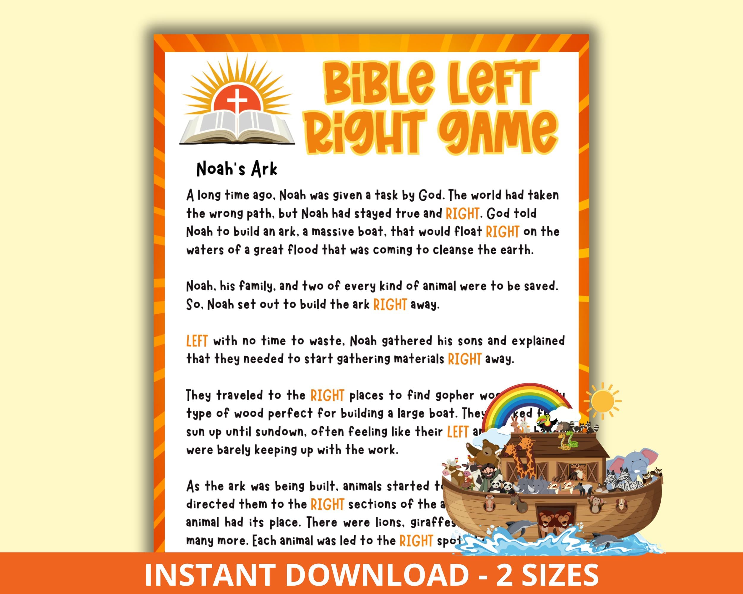 Left and Right Bible Game, Bible Left Right Game, Church Left Right ...