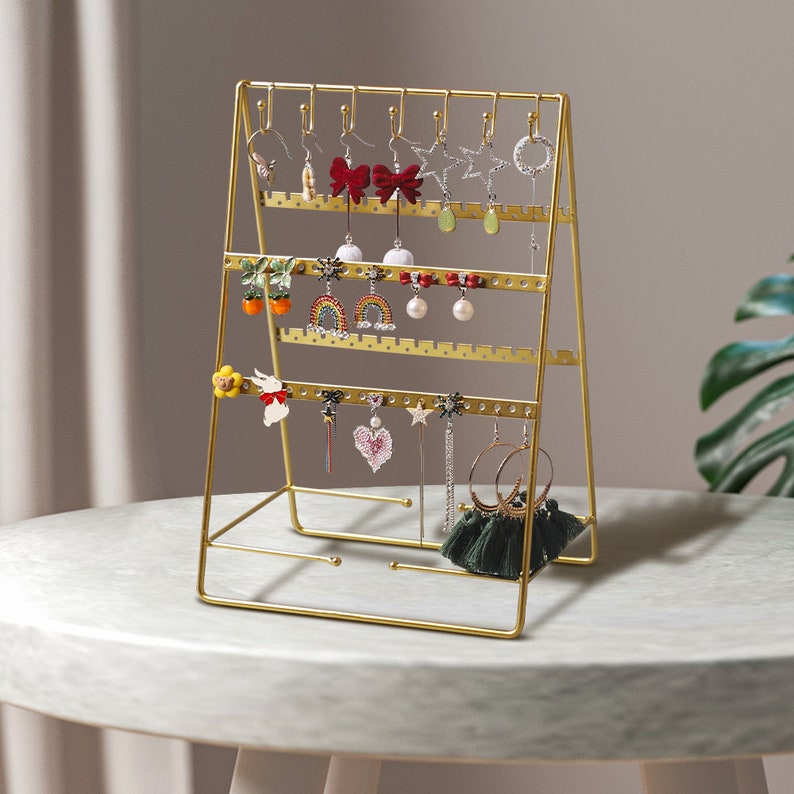 Jewelry Holder Organizer 4 Tier Triangle Rack Necklace Display Stand ...