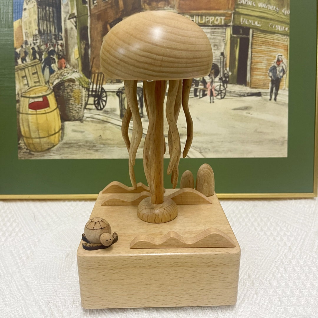 Personalized Jellyfish Wooden Music Box / Handmade Creative Wooden ...