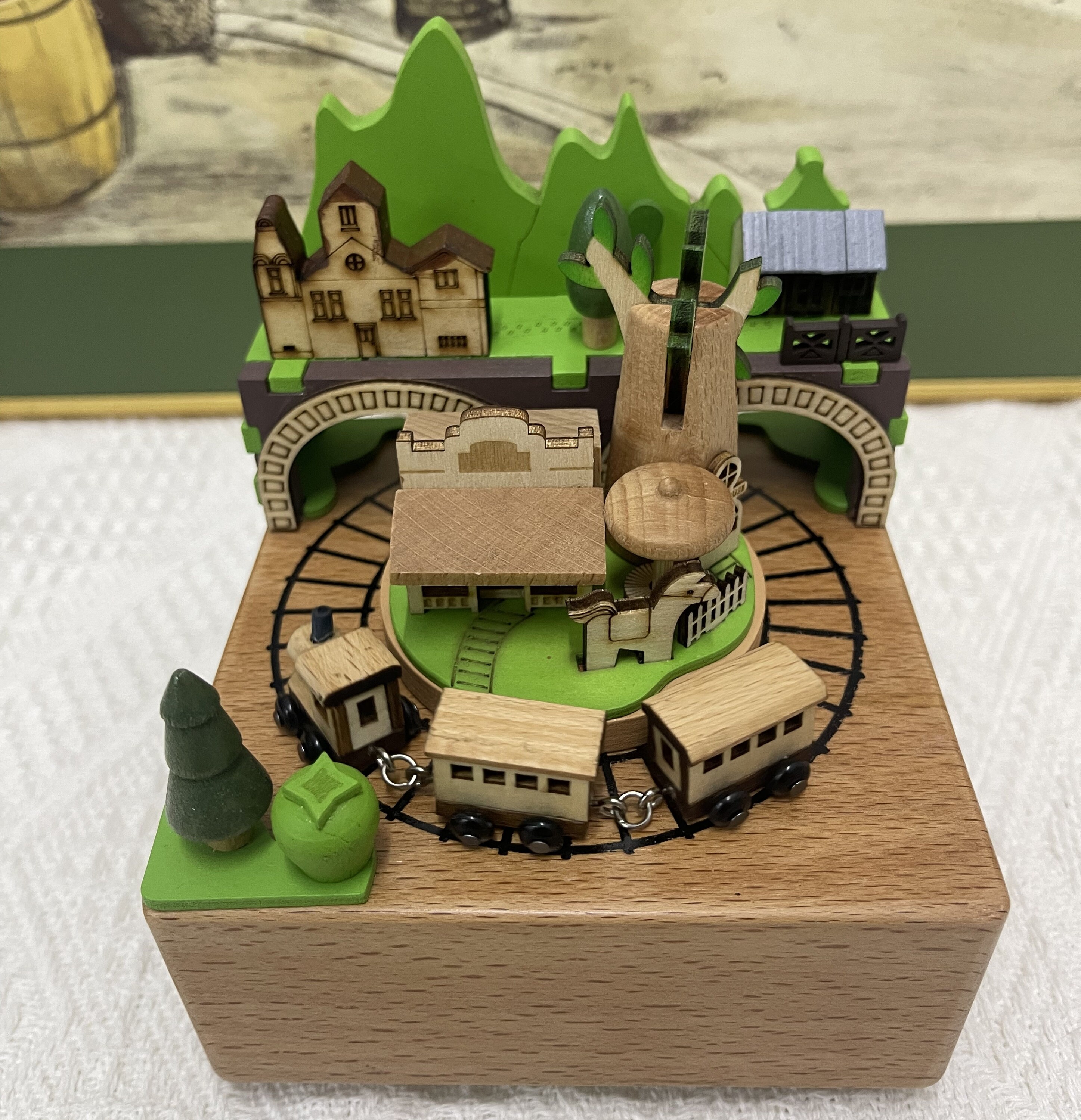 Father's Day Gift Locomotive Music Box Wooden Musical Box Featuring ...