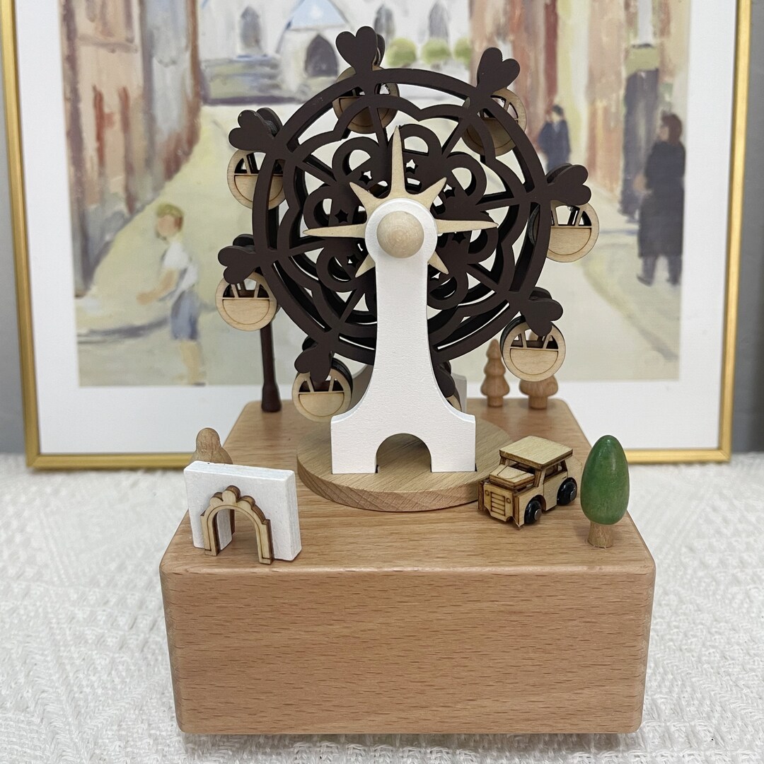 Holiday Gift Ferris Wheel Music Box, Wooden Custom Engraved Name ...