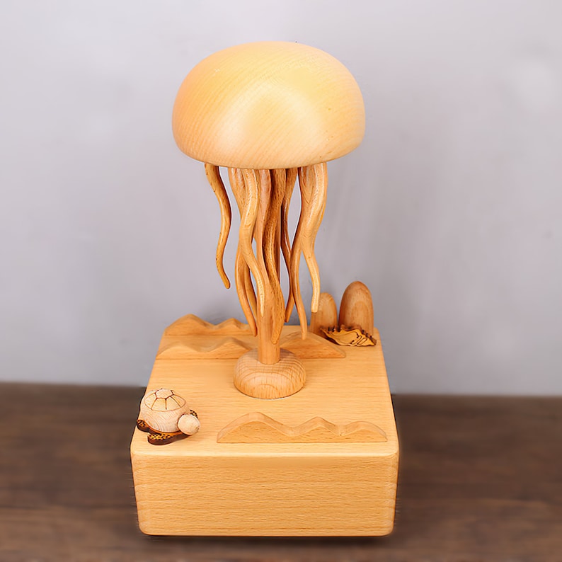 Personalized Jellyfish Wooden Music Box / Handmade Wooden Custom ...