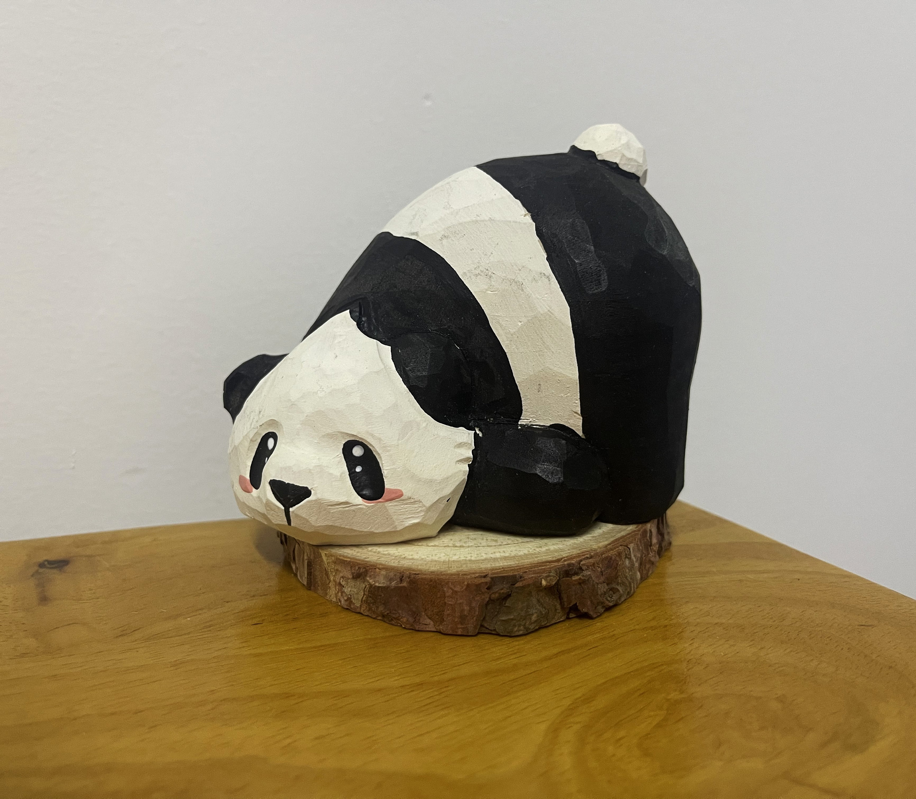 Wooden Panda Figurine/ Hand Engraving Panda Sculpture/ Handcrafted Wood ...