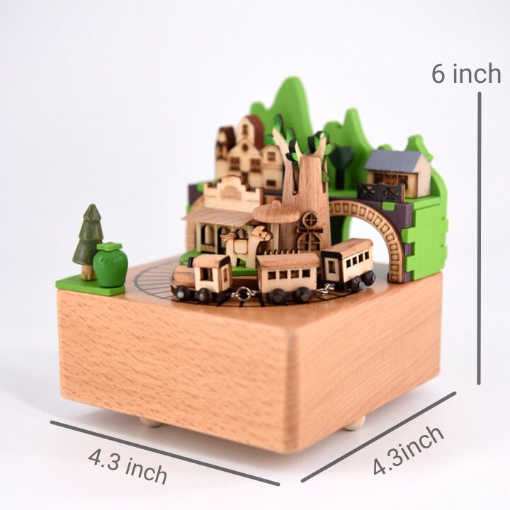 Father's Day Gift Locomotive Music Box Wooden Musical Box Featuring ...