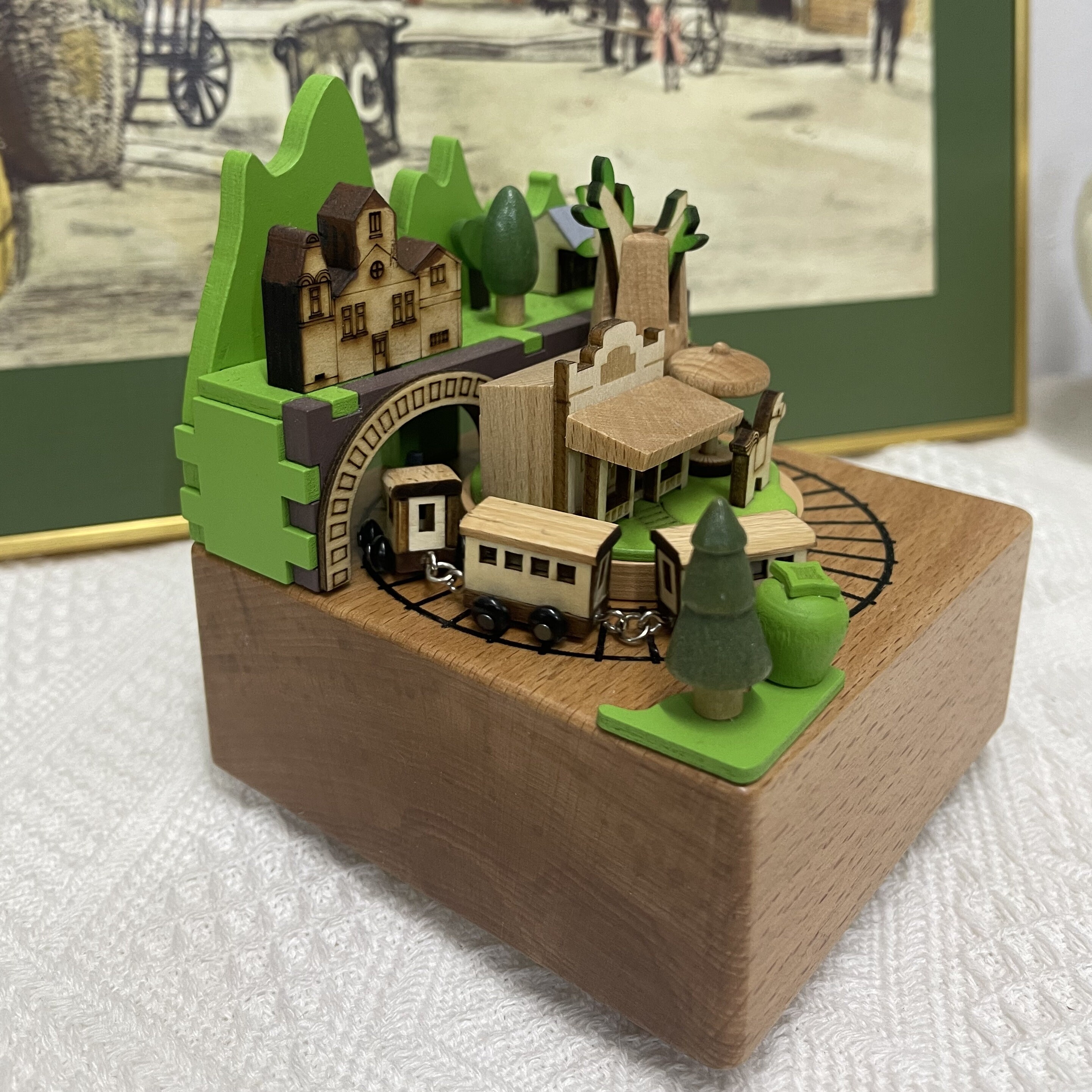 Father's Day Gift Locomotive Music Box Wooden Musical Box Featuring ...