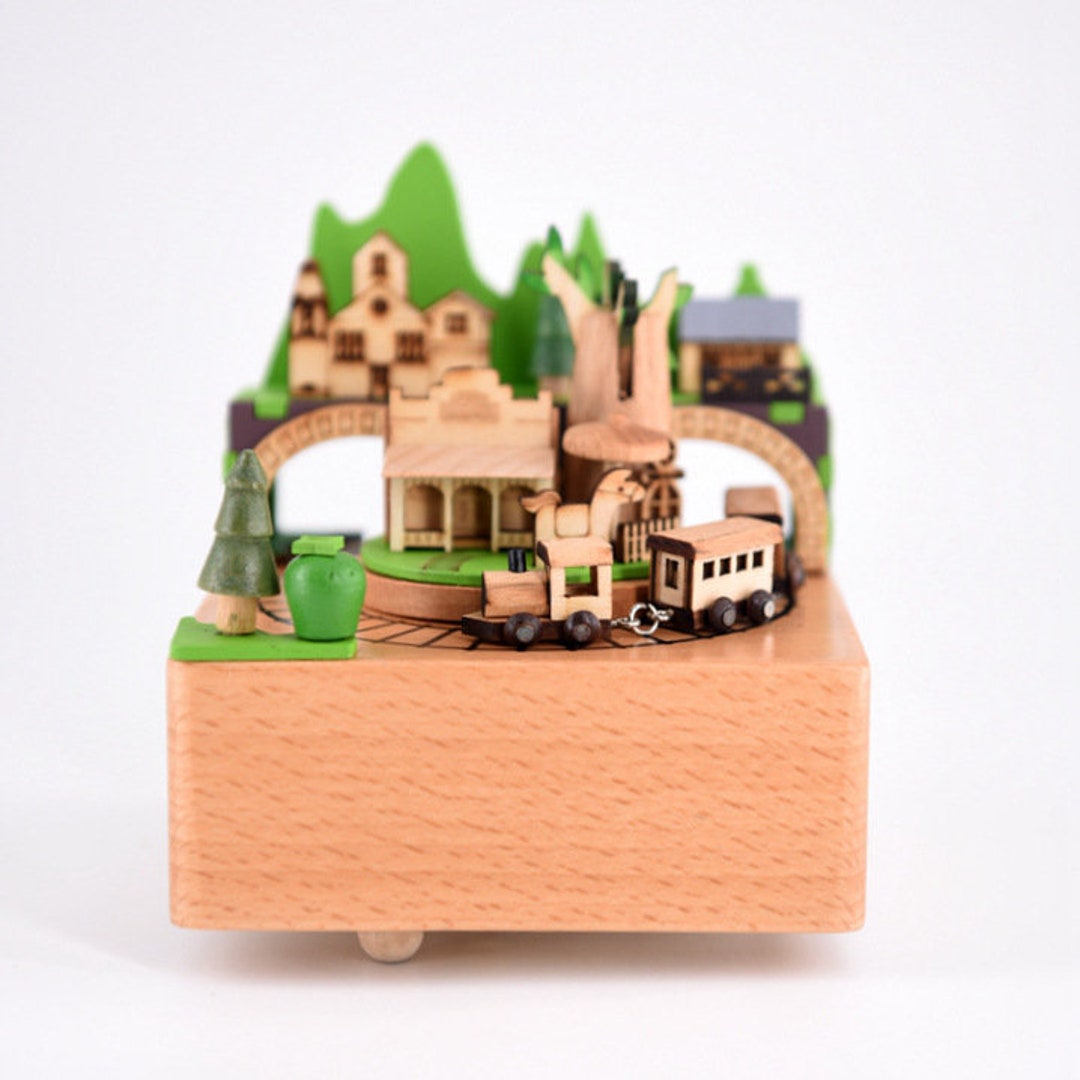 Father's Day Gift Locomotive Music Box Wooden Musical Box Featuring ...