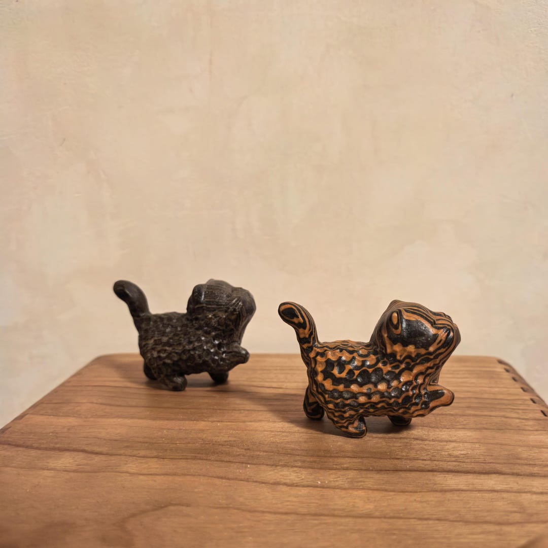 Wooden Cat Figurine/ Hand Engraving Cat Sculpture/ Handcrafted Wood Cat ...