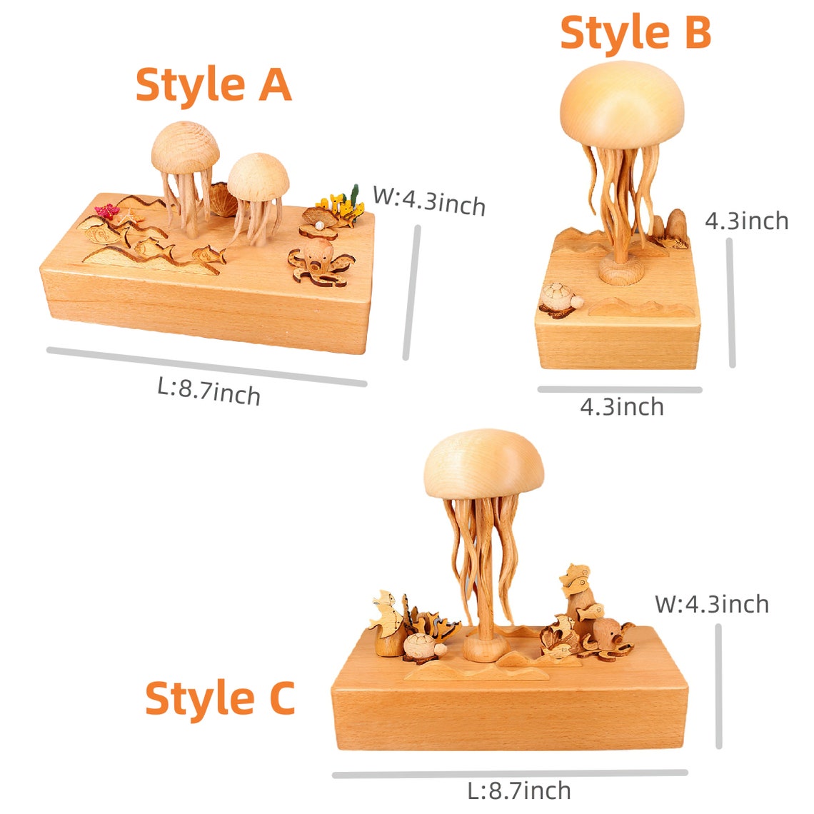 Personalized Jellyfish Wooden Music Box / Handmade Wooden Custom ...