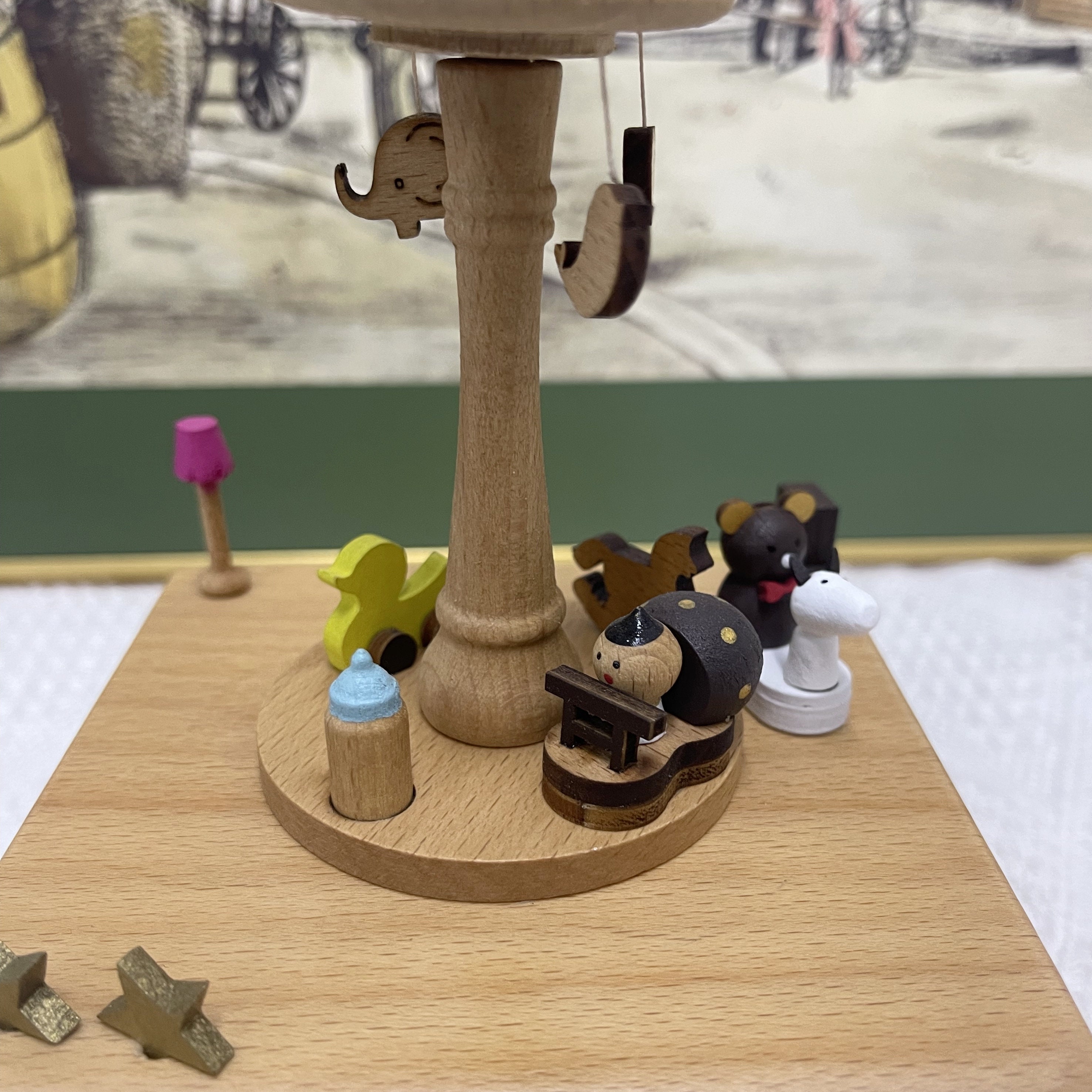 Sleeping Doll Music Box Wooden Musical Box Featuring Moving Small Horse ...