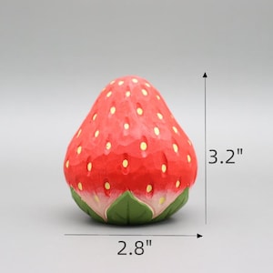 Wooden Strawberry Figurine/ Hand Engraving Fruit Sculpture/ Handcrafted ...