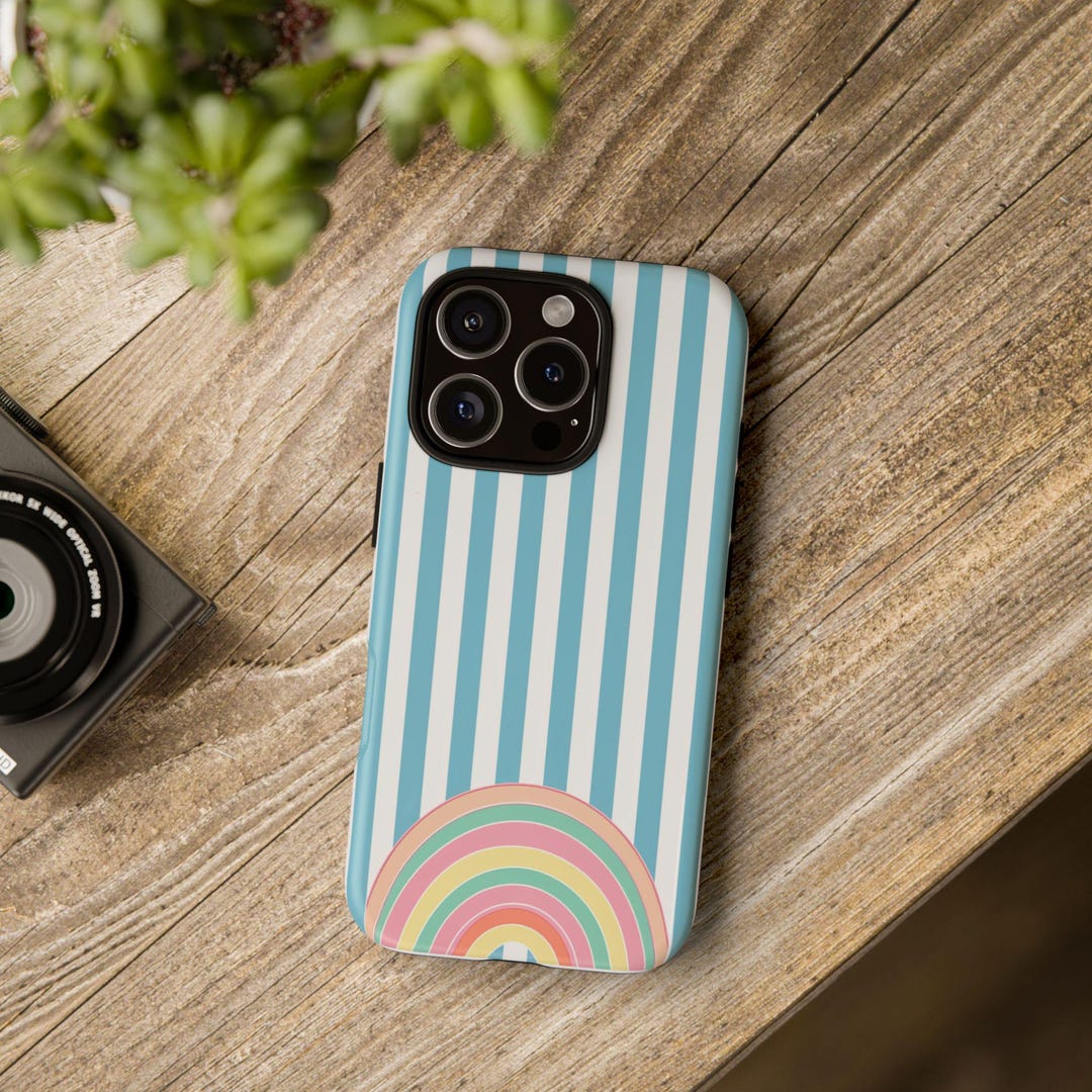 Colorful Rainbow Phone Case, Tough Phone Cover, Striped Design ...