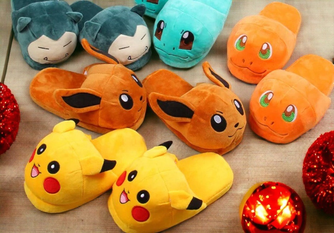 Pokémon Plush Slippers: Pikachu Charmander Snorlax Cozy - Etsy