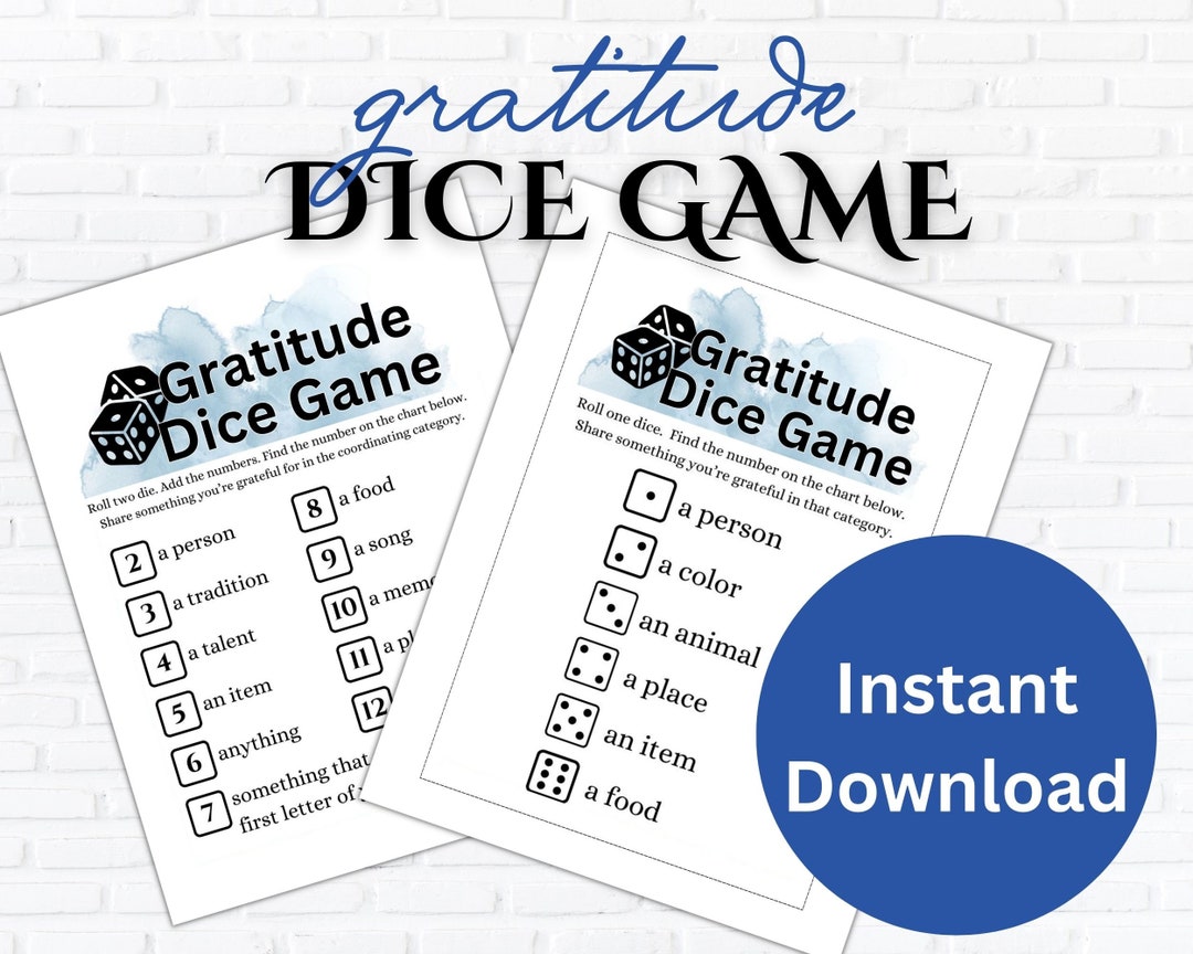 Family Gratitude Game, Gratitude Dice Game, Simple Gratitude Download ...