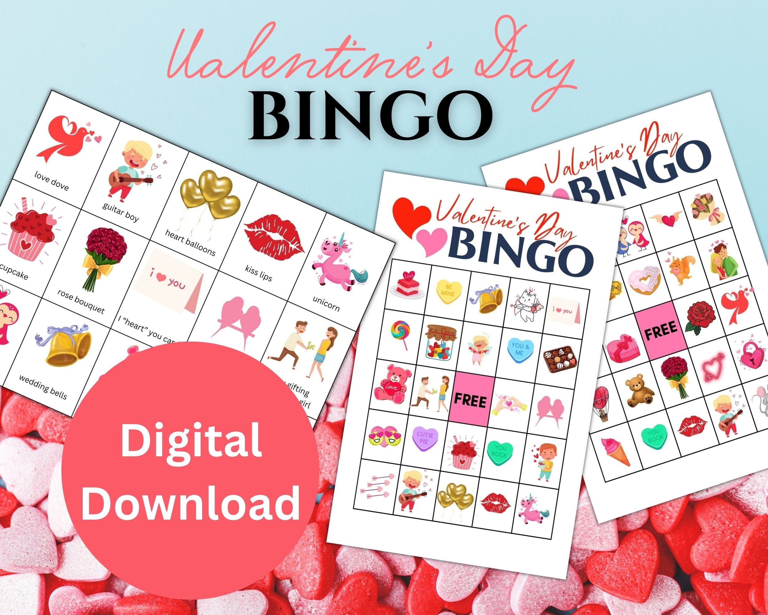 Valentine's Day Bingo Printable, Valentines Classroom Game Bingo Game ...
