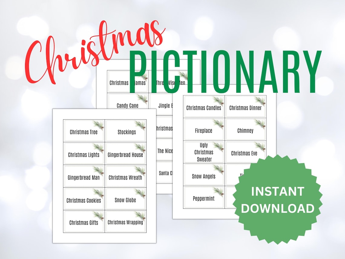 Christmas Pictionary, Christmas Pictionary Printable, Christmas ...