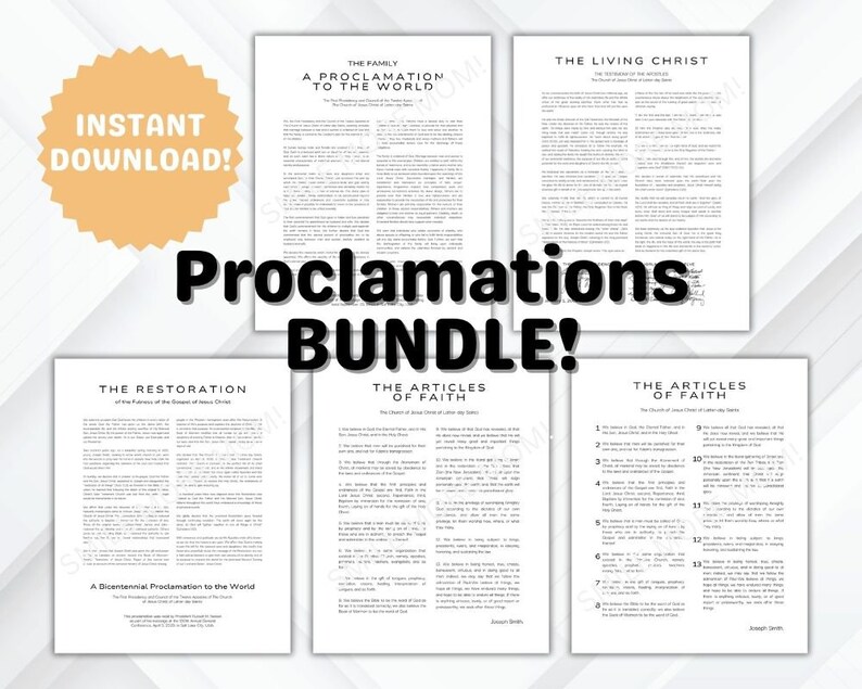 LDS Proclamation Wall Art Bundle: Family, Christ, Restoration (digital ...