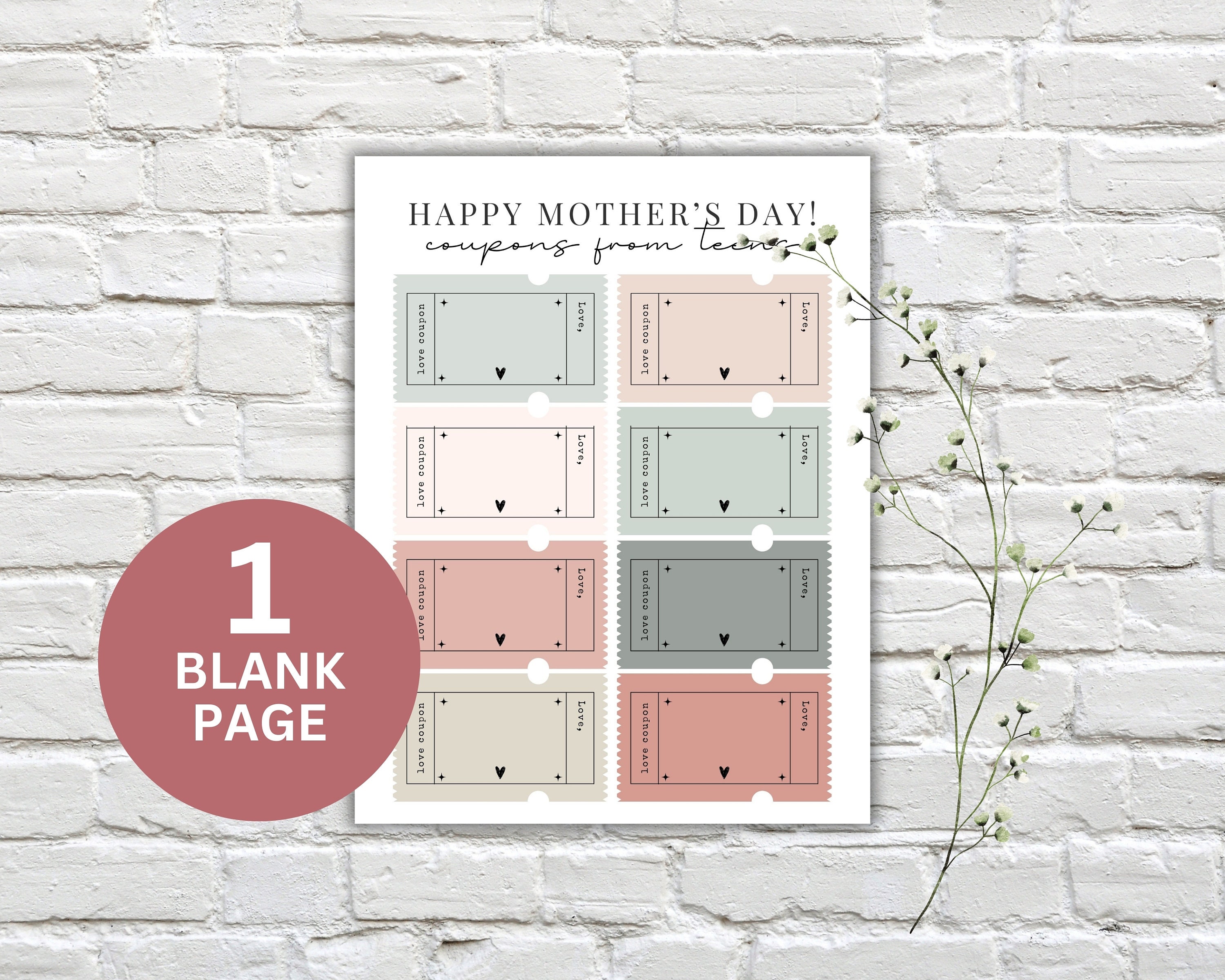 EDITABLE Coupon Template From TEENS, Mother's Day Coupons, Printable ...
