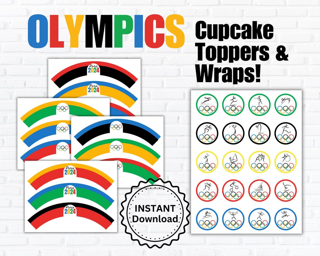 Olympics Cupcake Toppers and Wraps, Olympics Party, Olympic Printable ...