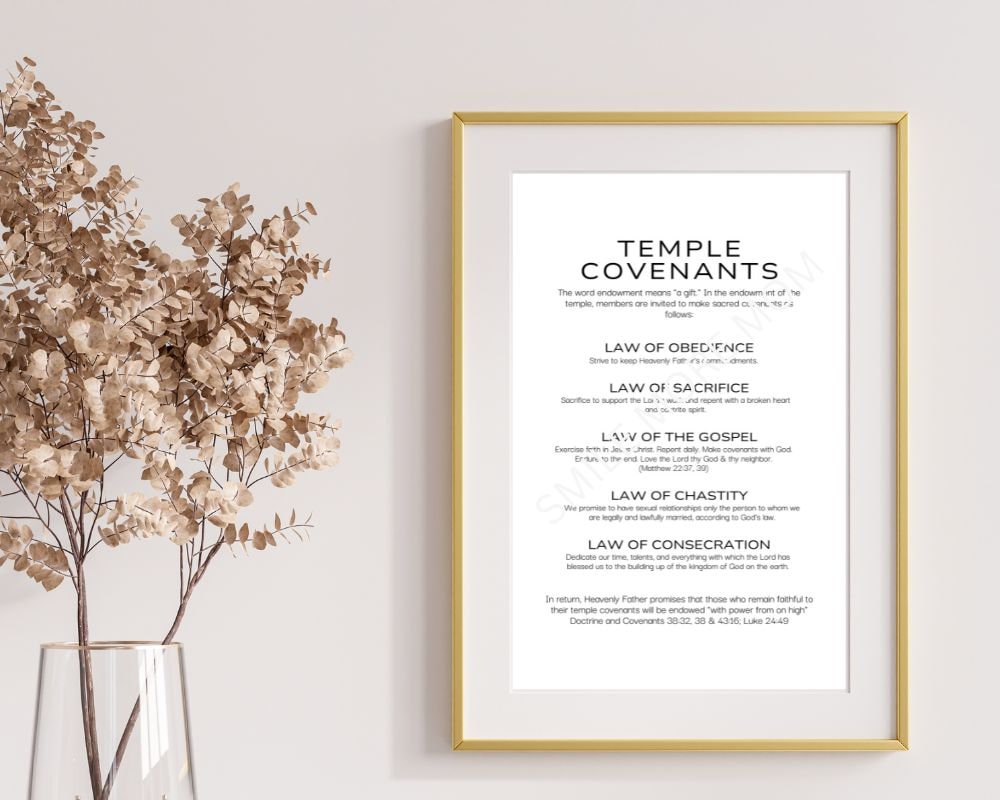 LDS Wall Art Temple Covenants for Members of the Church of Jesus Christ ...