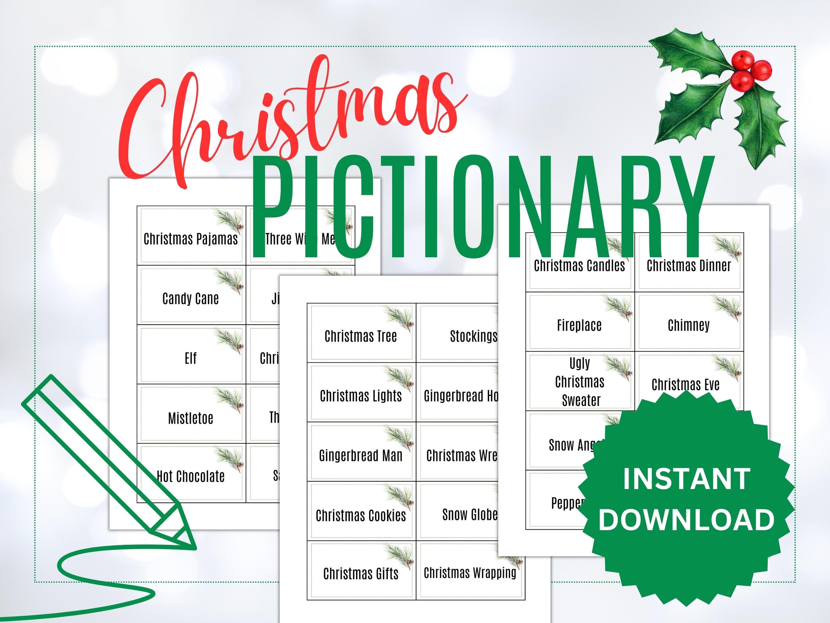 Christmas Pictionary Game: Printable Party Game (digital Download) - Etsy
