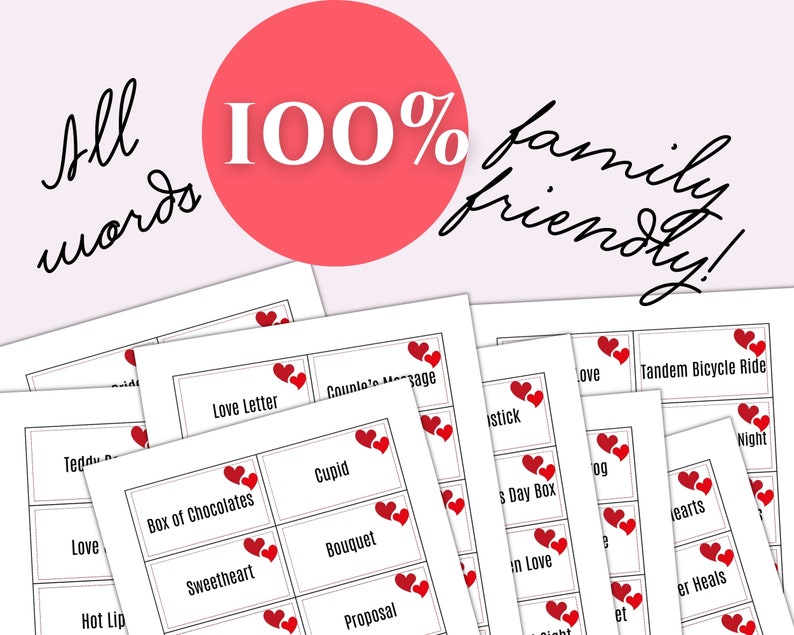 Valentine's Day Pictionary Game for Groups, Vday Classroom Game, Party ...