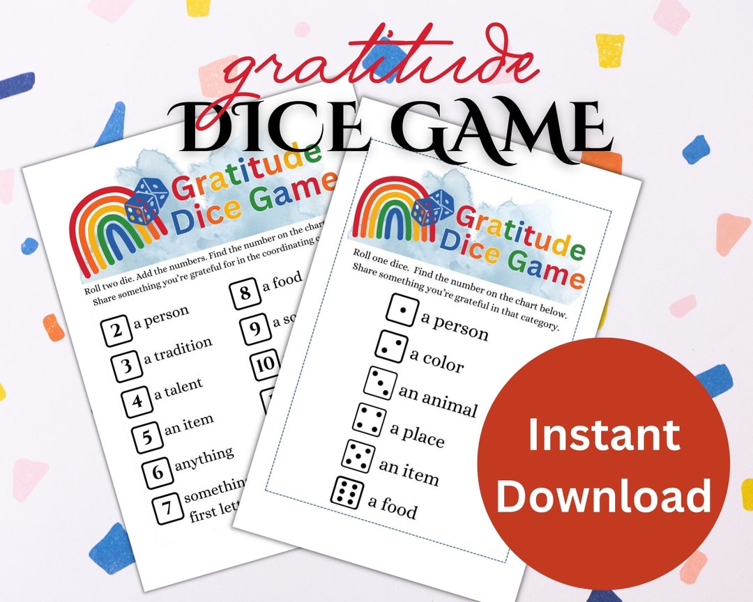 Gratitude Dice Game Fun Family Activity for Thanksgiving, Printable ...