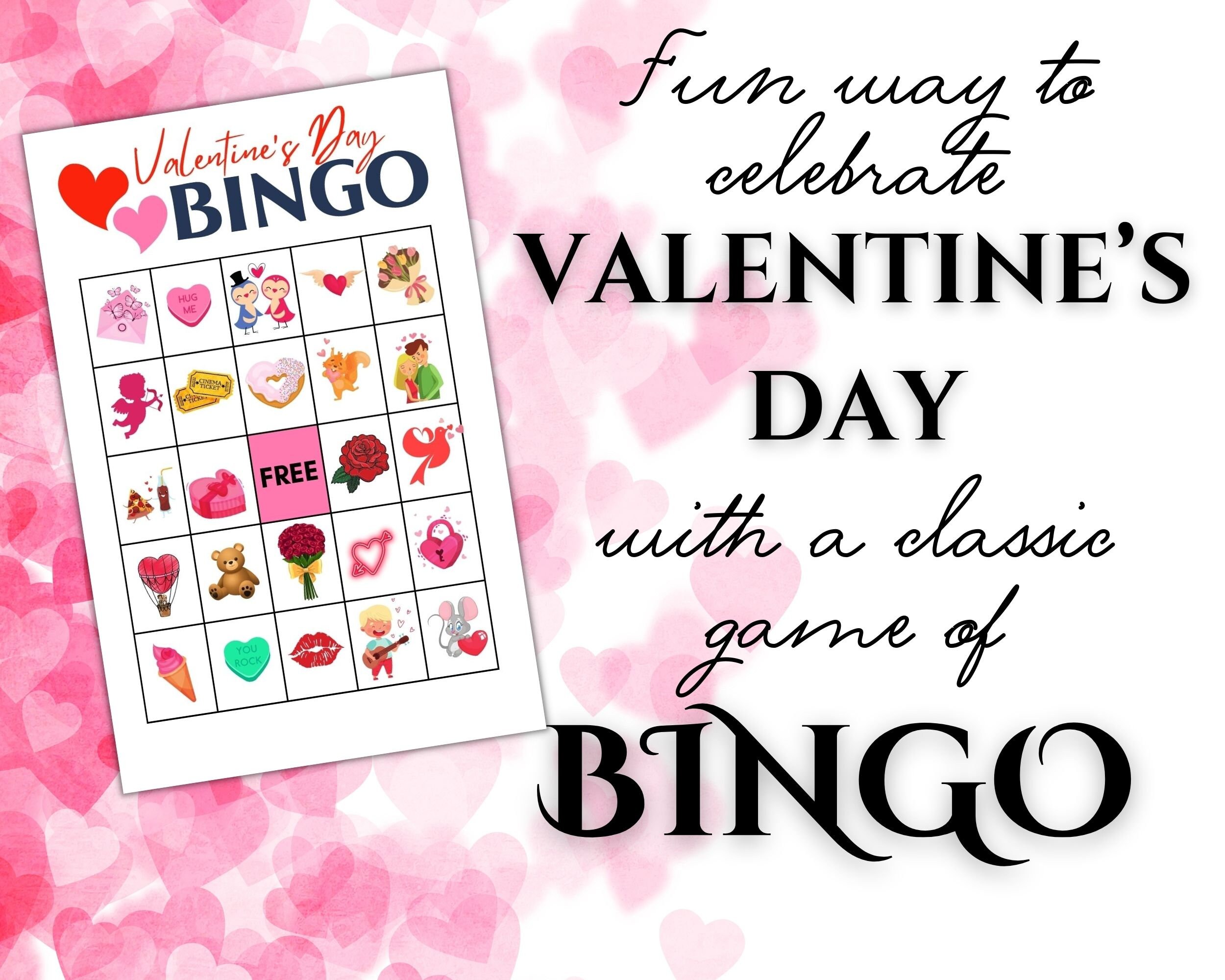 Valentine's Day Bingo Printable, Valentines Game Classroom, Bingo Game ...