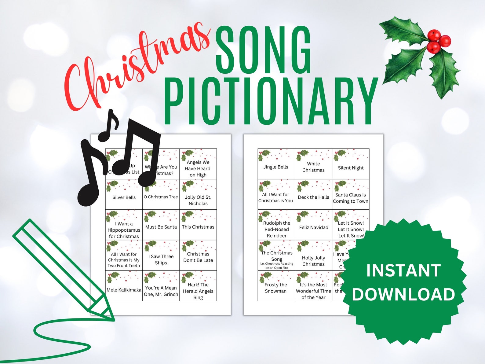 Christmas Pictionary, Christmas Pictionary Songs, Pictionary Christmas ...