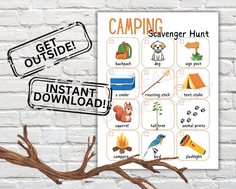 Camping Scavenger Hunt Printable for Kids Camping Treasure Hunt ...