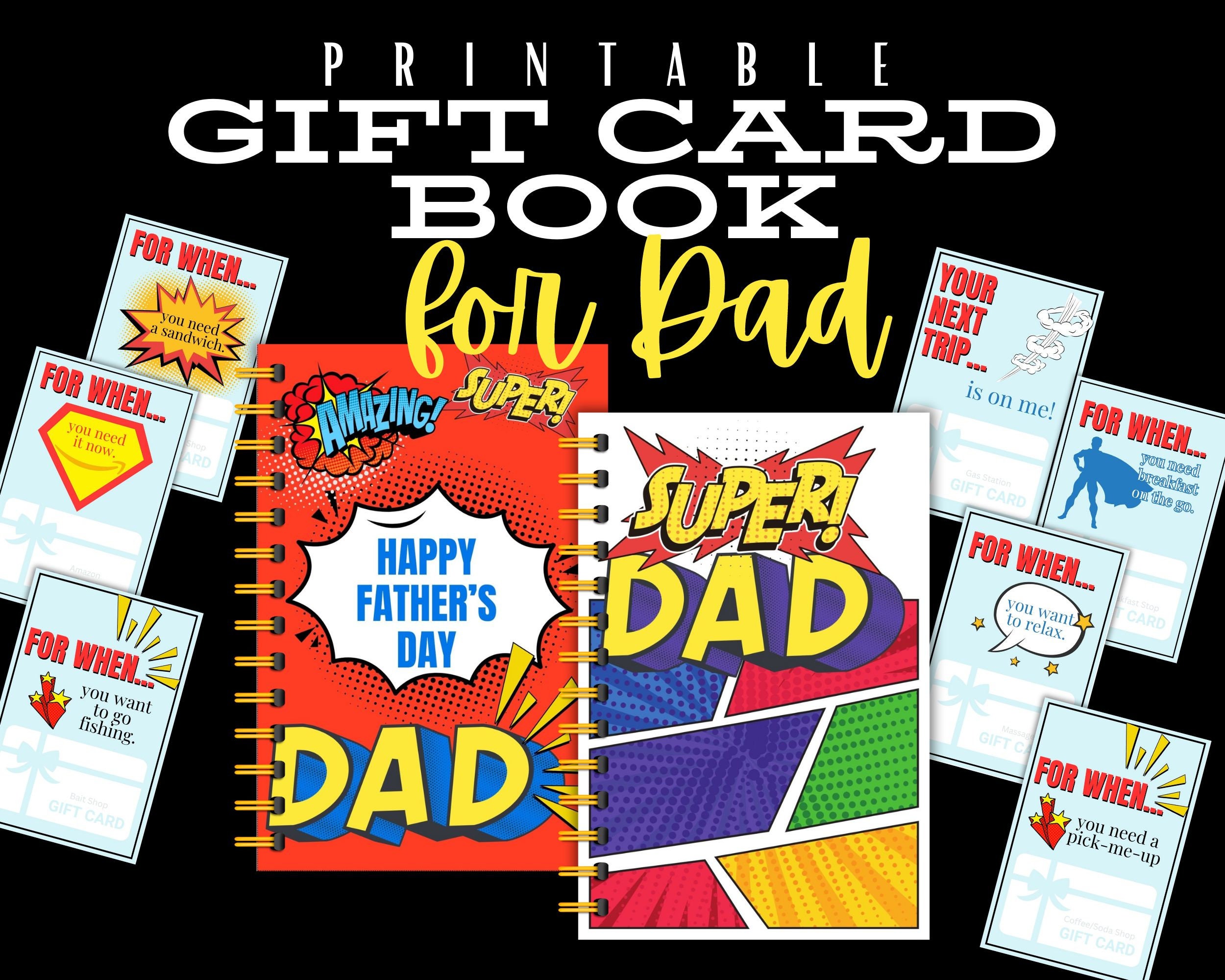 Super Dad Birthday Gift, Printable Father's Day Gift Card Book, Gift ...