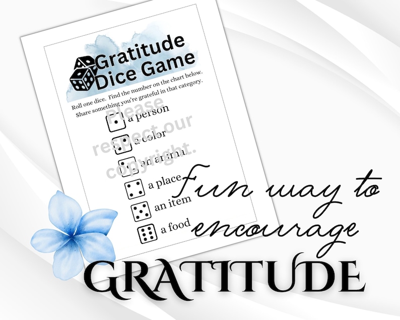 Family Gratitude Game, Gratitude Dice Game, Simple Gratitude Download ...
