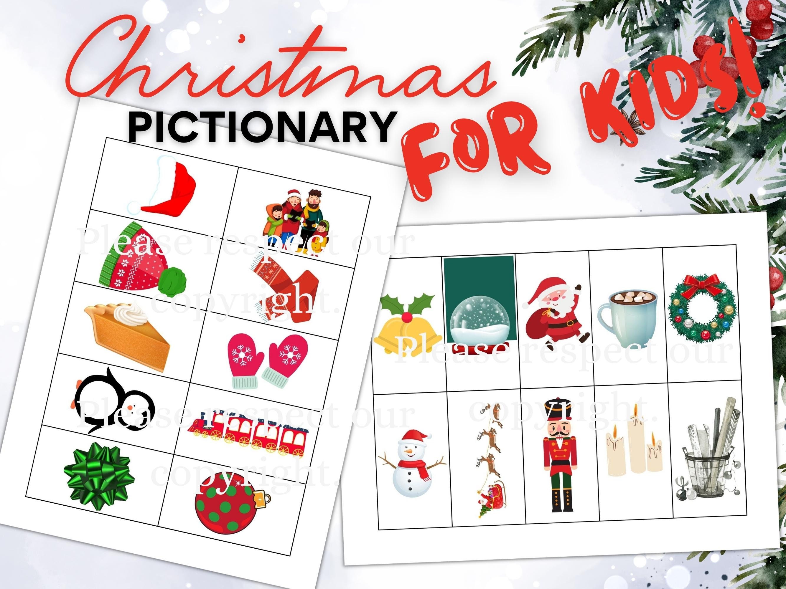 Christmas Pictionary, Christmas Pictionary for Kids, Christmas ...