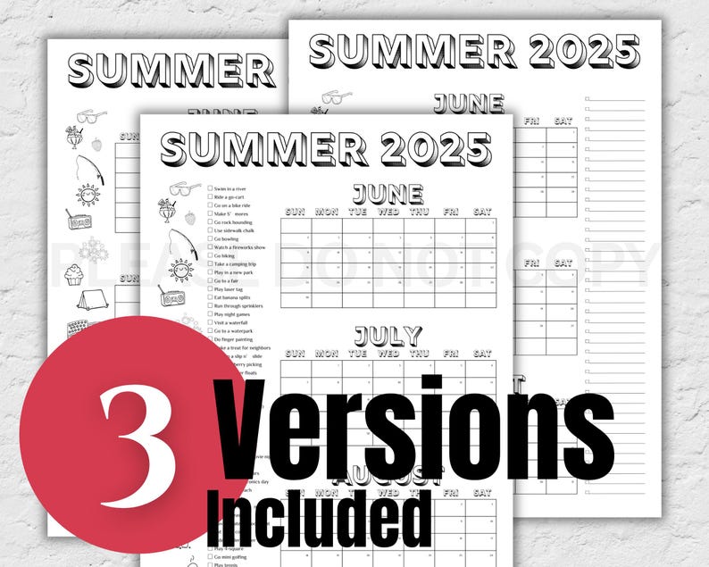 2025 Summer Bucket List PRINTABLE Poster, Family Summer Calendar ...