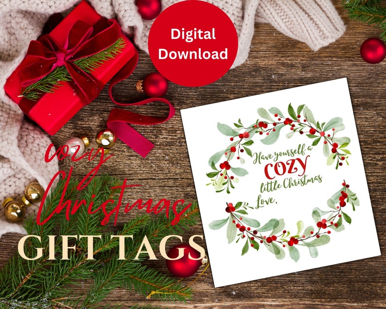Printable Christmas Gift Tag, Cozy Christmas Gift Tag, Teacher Gift Tag ...