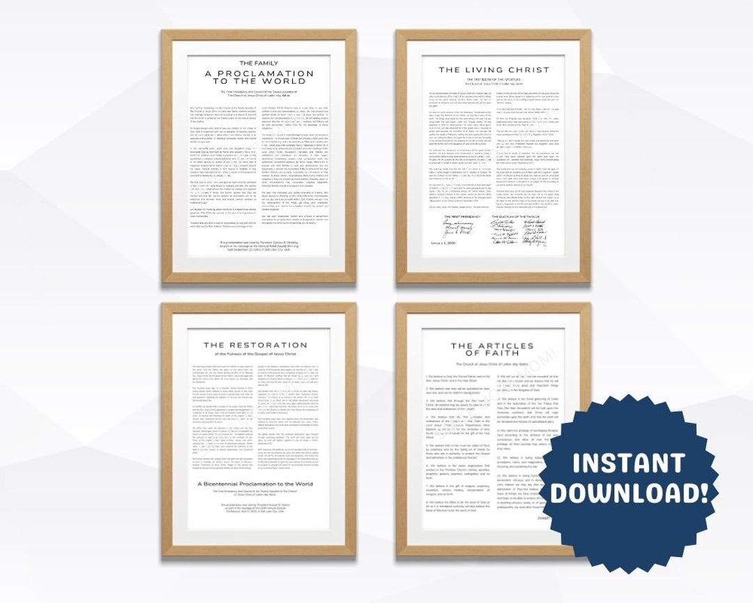LDS Proclamation Wall Art Bundle: Family, Christ, Restoration (digital ...