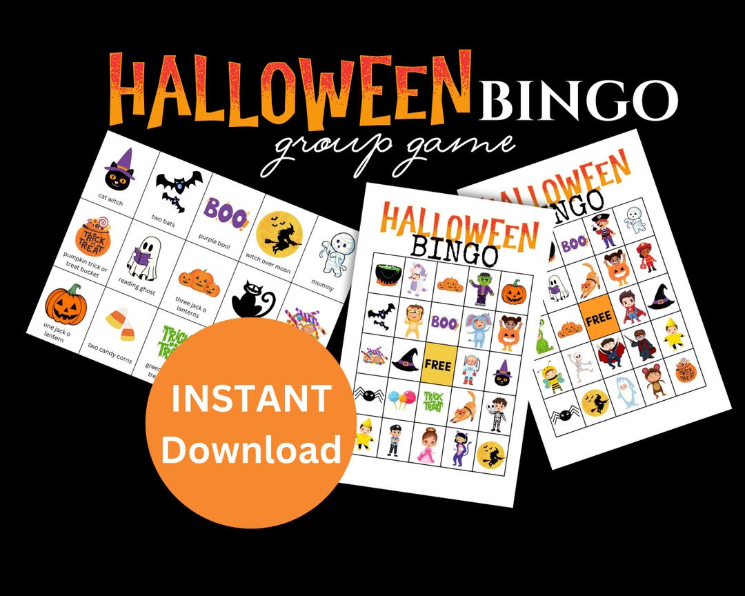Halloween Bingo Printable, Instant Classroom Halloween Party Game, Game ...
