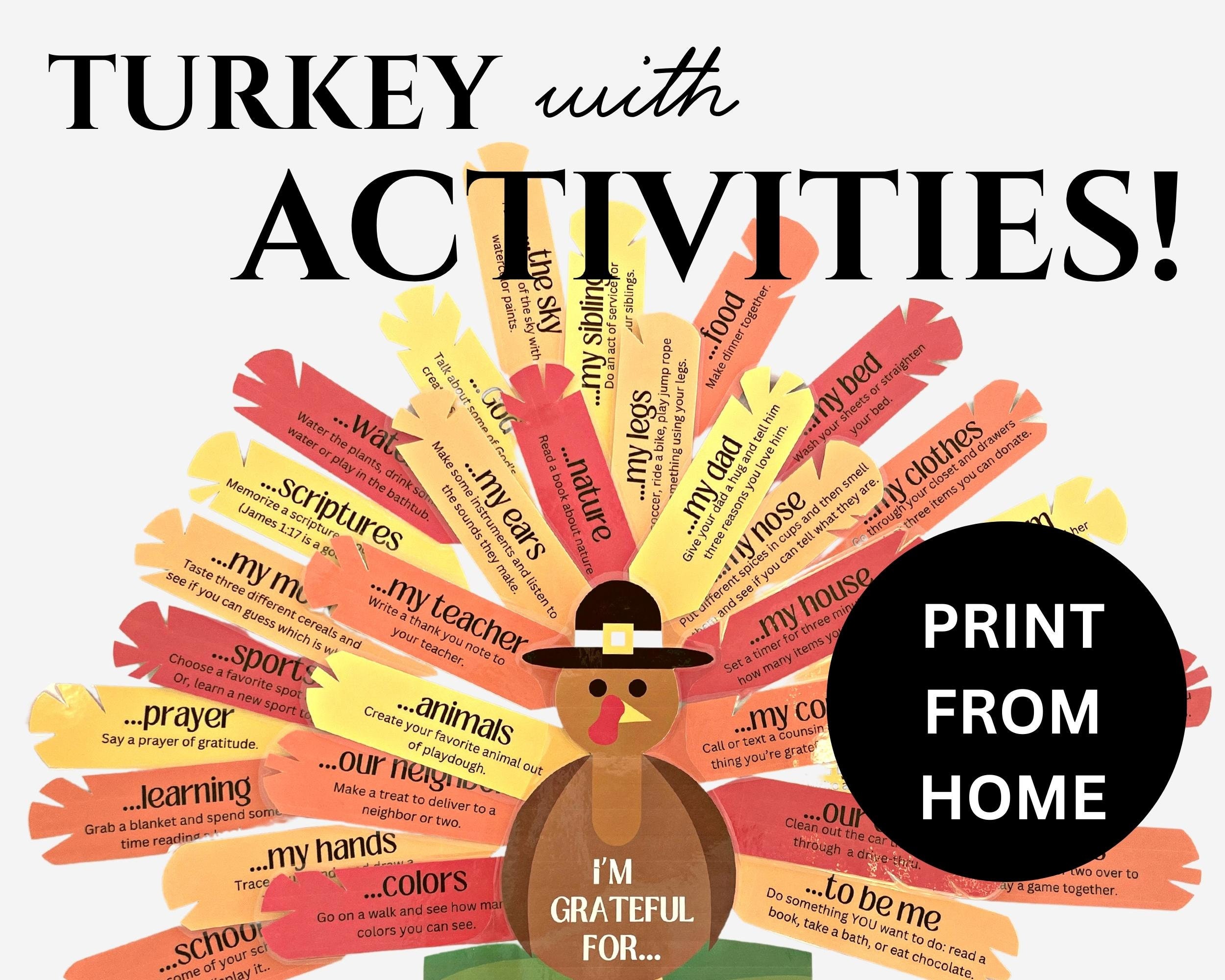 Build a Turkey Printable, Gratitude Activity, Thanksgiving Advent ...