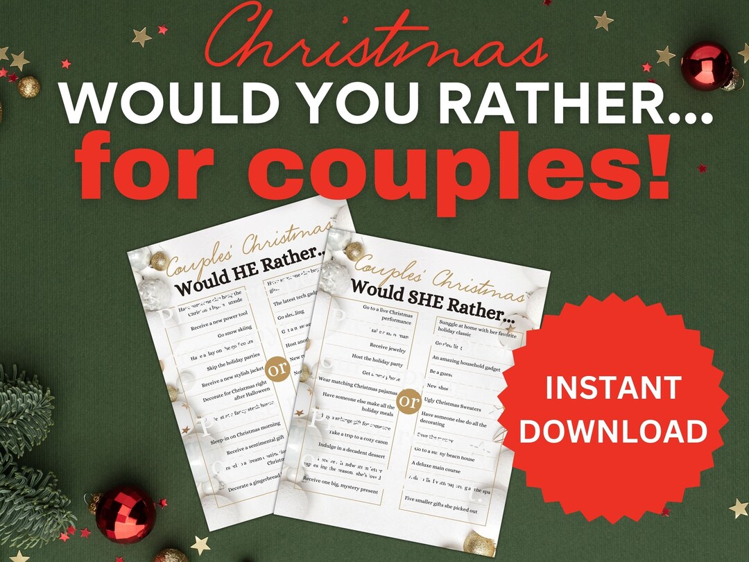 Couples Would You Rather, Would You Rather Christmas, Christmas Games ...