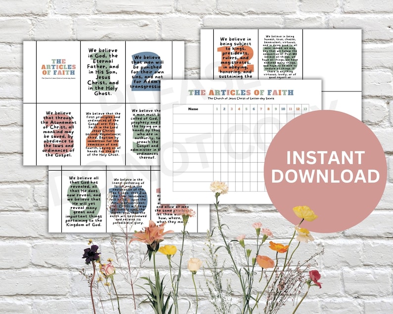 13 Articles of Faith Flashcards, LDS Primary 2024, Articles of Faith ...