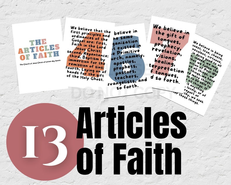13 Articles of Faith Flashcards, LDS Primary 2024, Articles of Faith ...