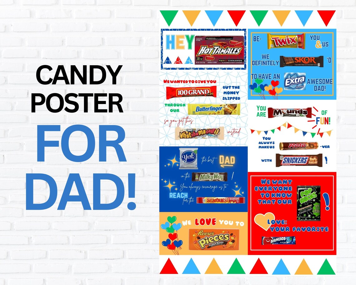 PRINTABLE Candy Poster for Dad • Dad Birthday Gift • Dad Candy Bar Sign ...