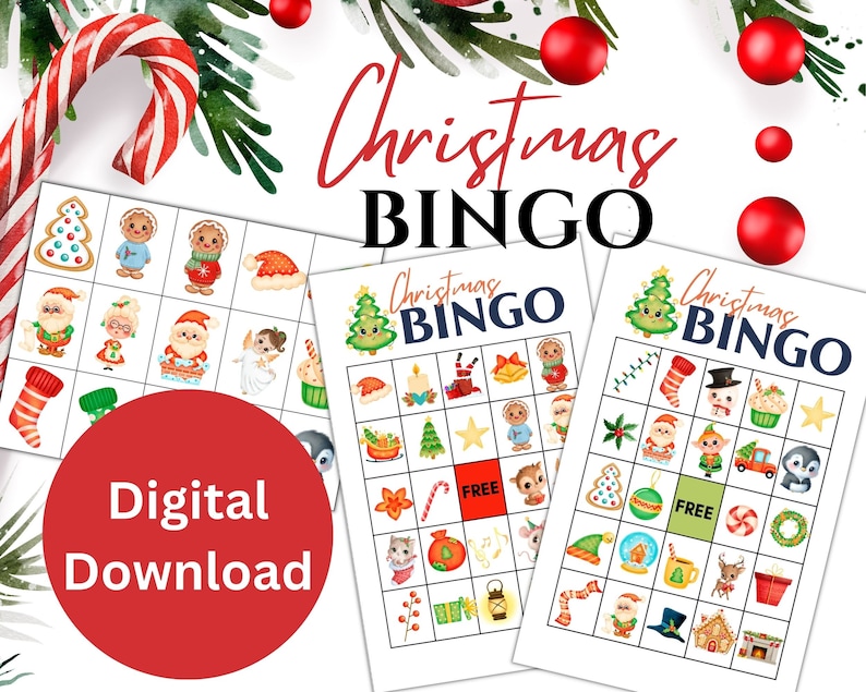 Christmas Bingo, Christmas Bingo Printable, Christmas Bingo Cards ...