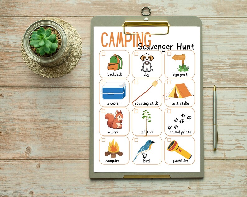 Camping Scavenger Hunt Printable for Kids Camping Treasure Hunt ...